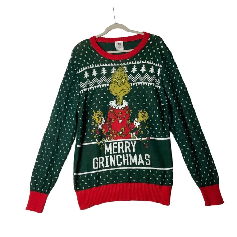 Dr. Seuss The Grinch Merry Grinchmas Sweater Size L C… - Gem